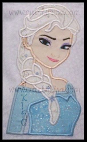 Frozen Queen Bust 2 Applique Embroidery Design - Cute By Kira