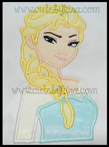 Frozen Queen Bust 2 Applique Embroidery Design - Cute By Kira